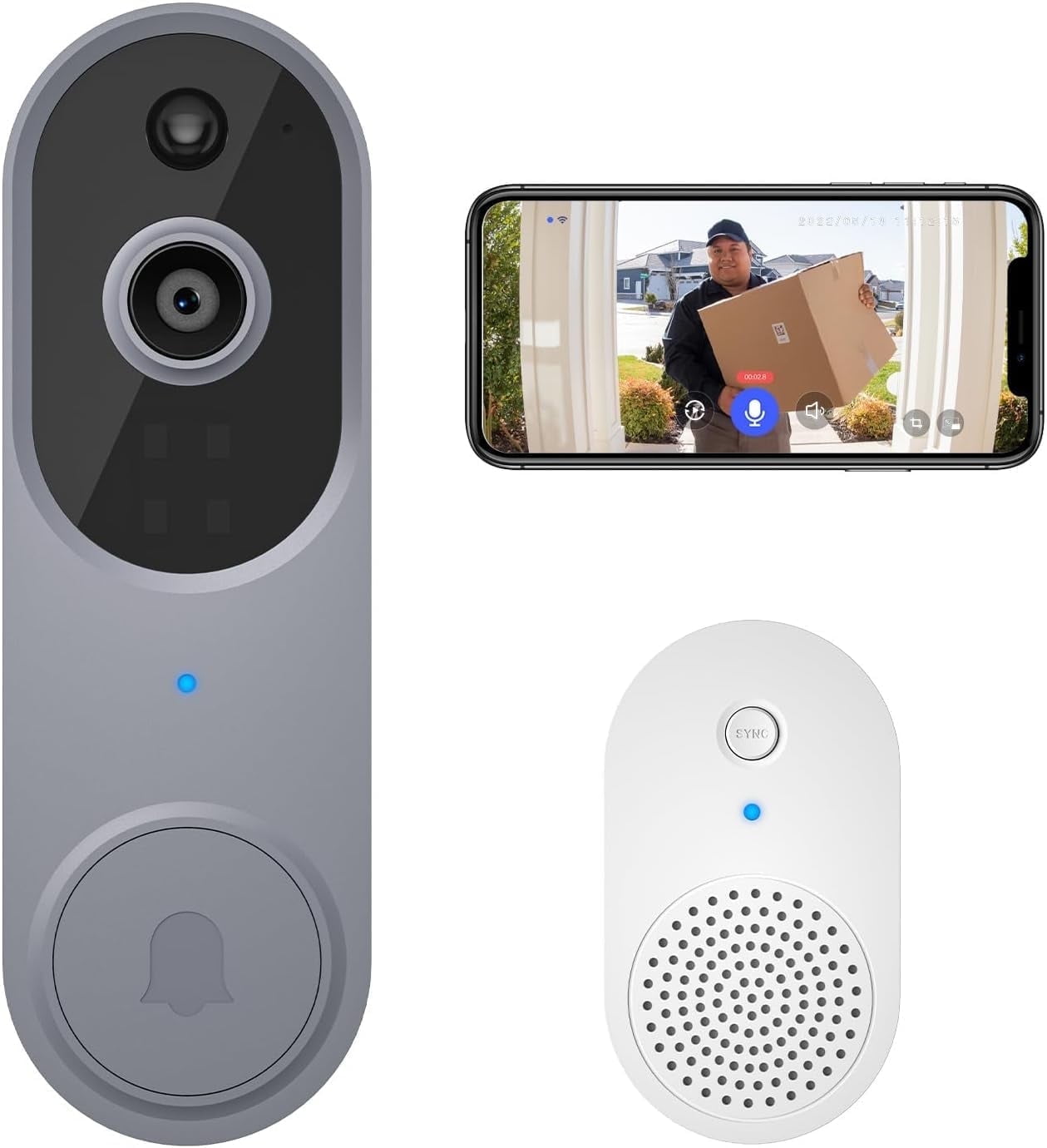 Wireless Doorbell Camera with Chime, Video Doorbell Security Camera ...