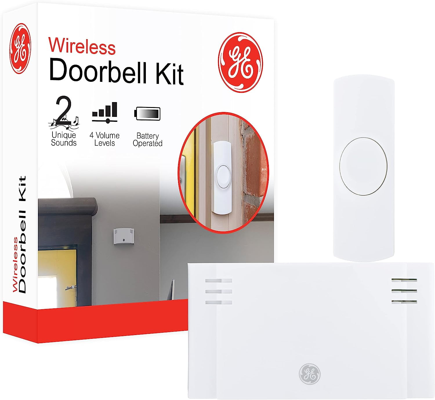 Wireless Doorbell Kit,Battery-Operated Receiver,1 Push Button door bell ...