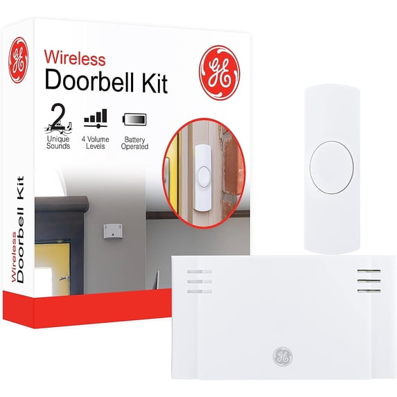 Wireless Doorbell Kit,Battery-Operated Receiver,1 Push Button door bell ...