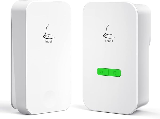 Wireless Doorbell,Linbell Door Bell Ringer Wireless with 1 Self-powered ...