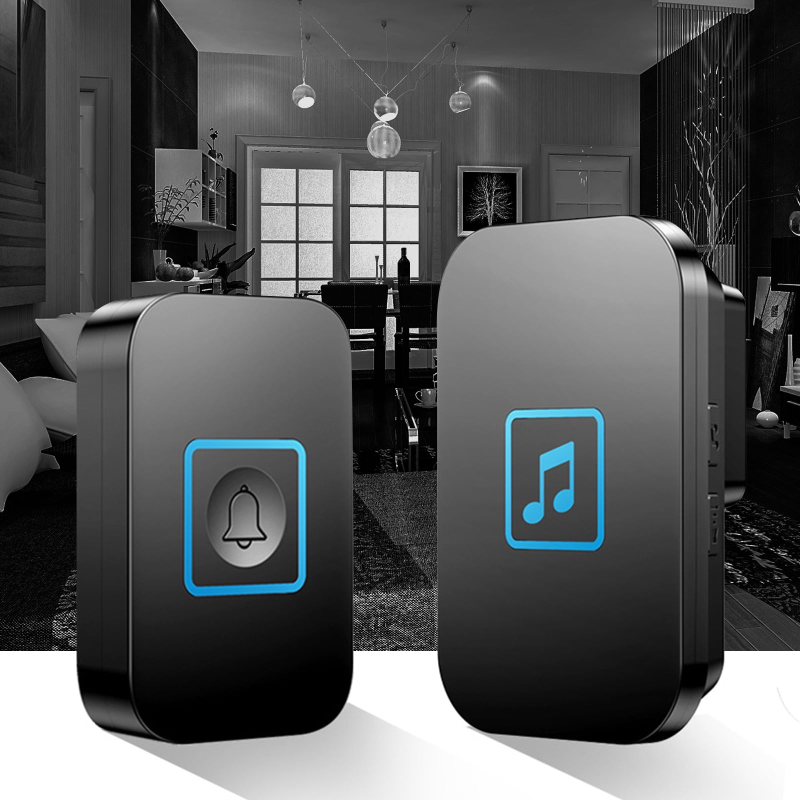 Wireless Doorbell, Waterproof Door Bell Kit, Distinguish Front and Rear ...