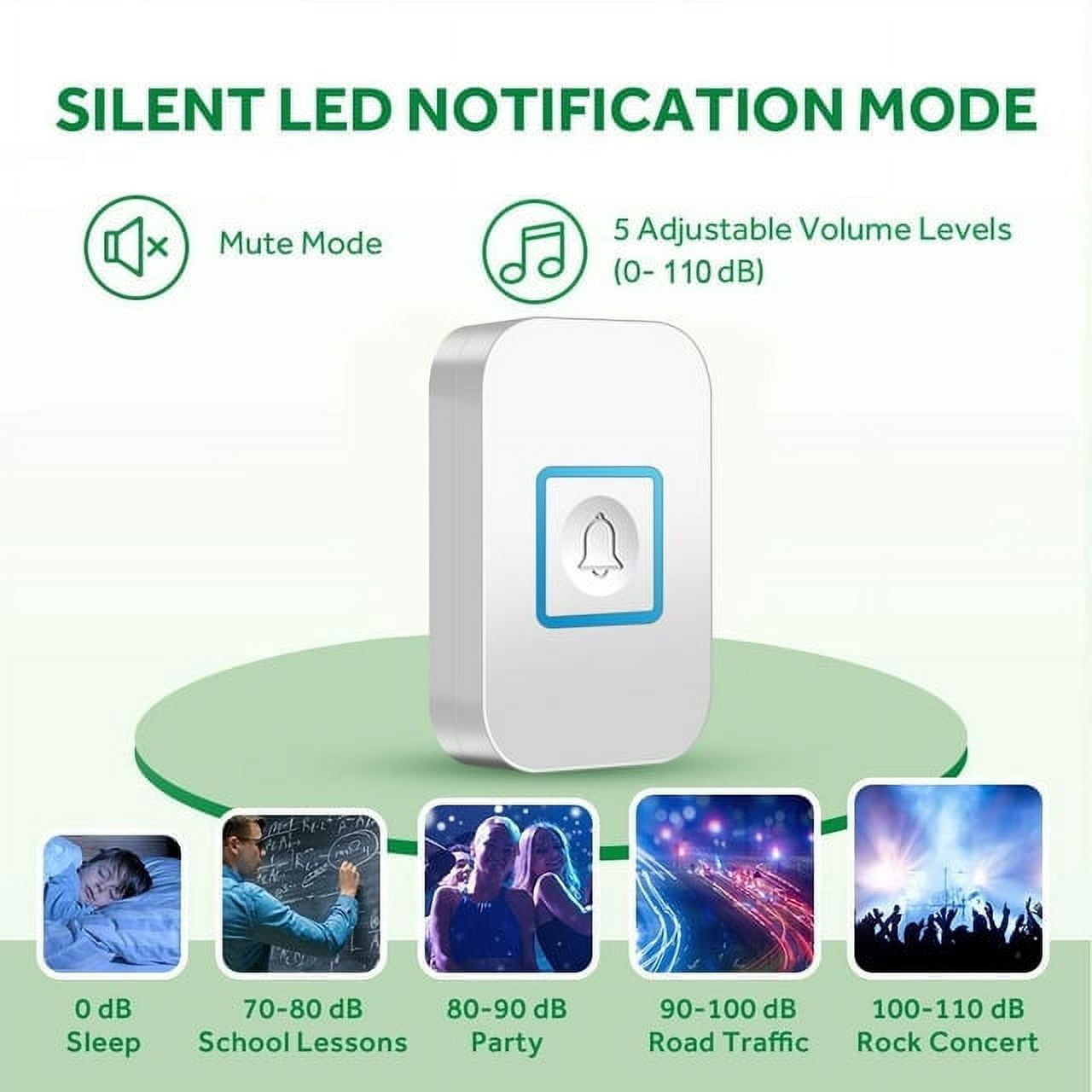 Wireless Doorbell, Waterproof Door Chime Kit, Wireless Door Bell Kit ...