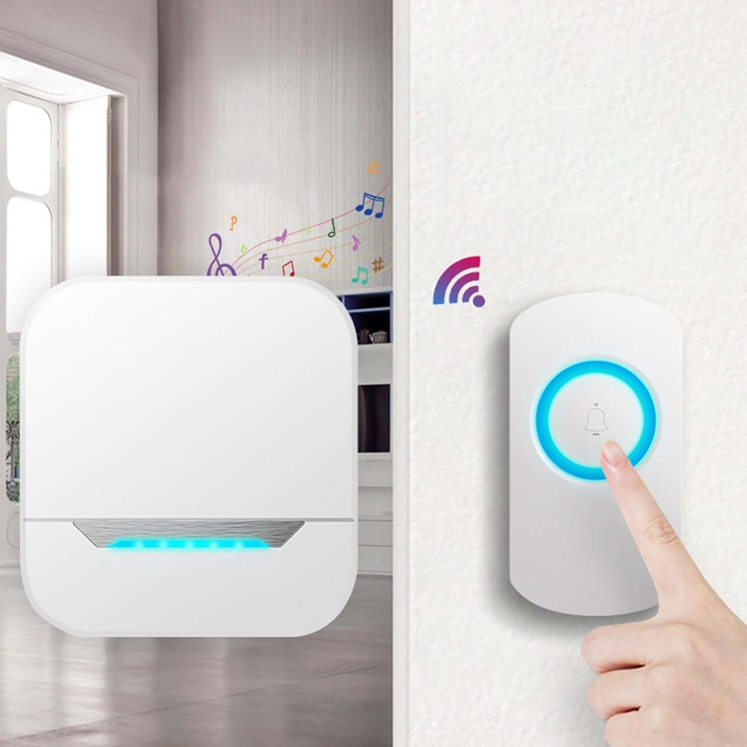 Wireless Doorbell kit, Plug-in Receiver, Waterproof Push Button with ...
