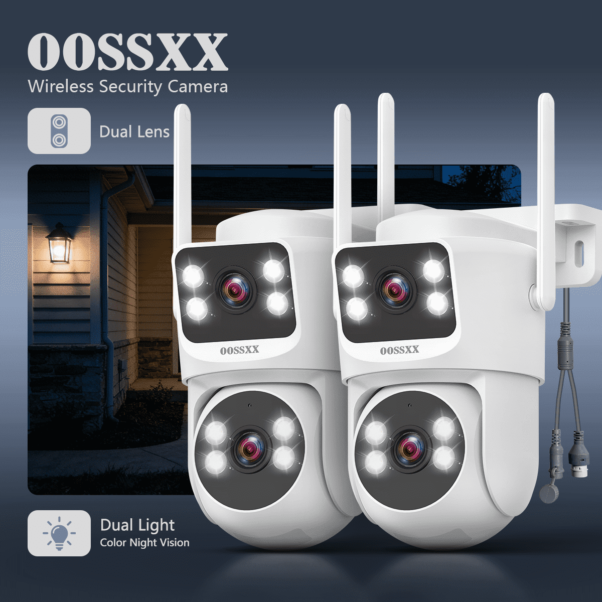 OOSSXX Dual Lens Security Camera Outdoor, 5GHz/2.4GHz Dual-Band WiFi ...