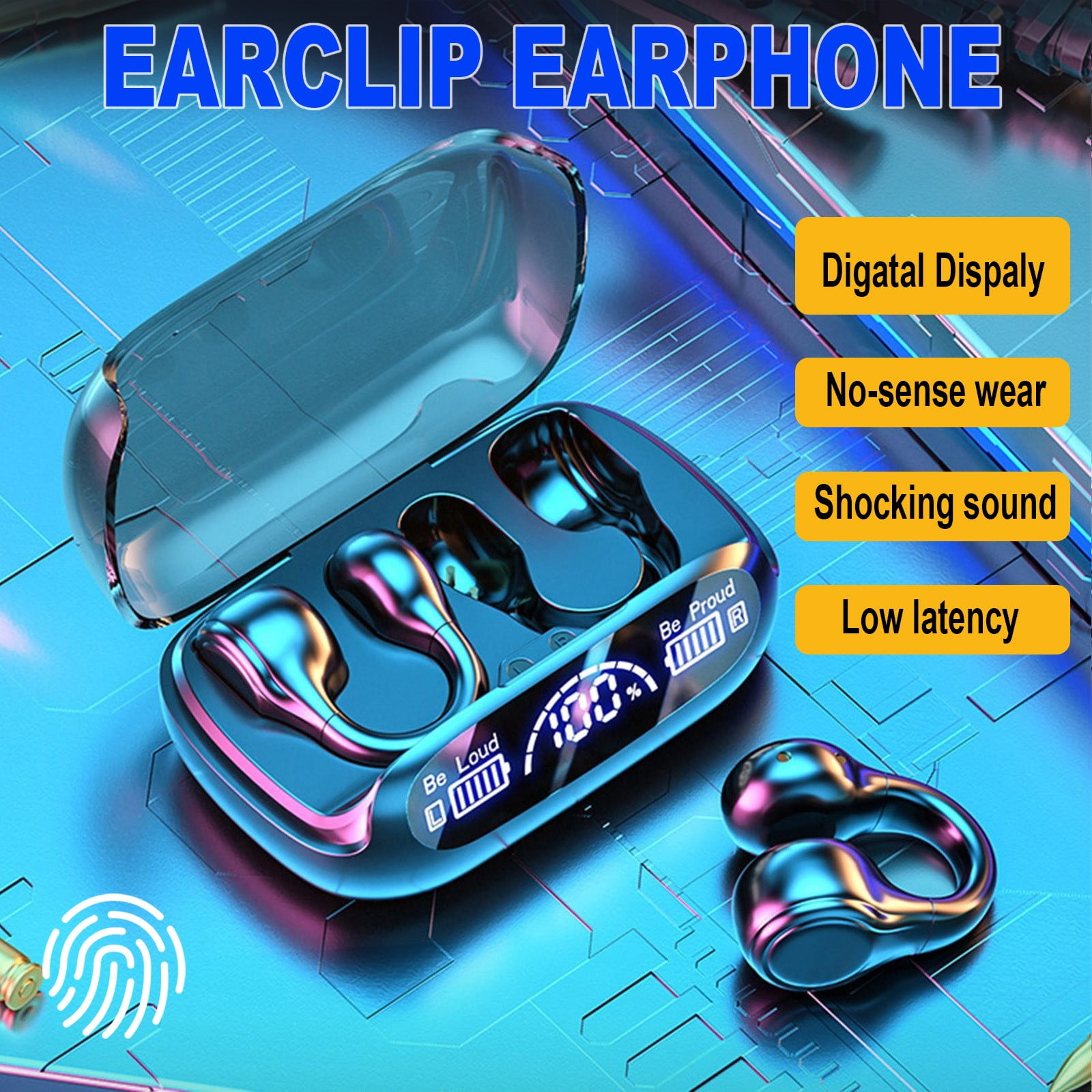 Wireless Ear Clip Skeleton Conduction Headphones, Bluetooth 5.3 Open ...