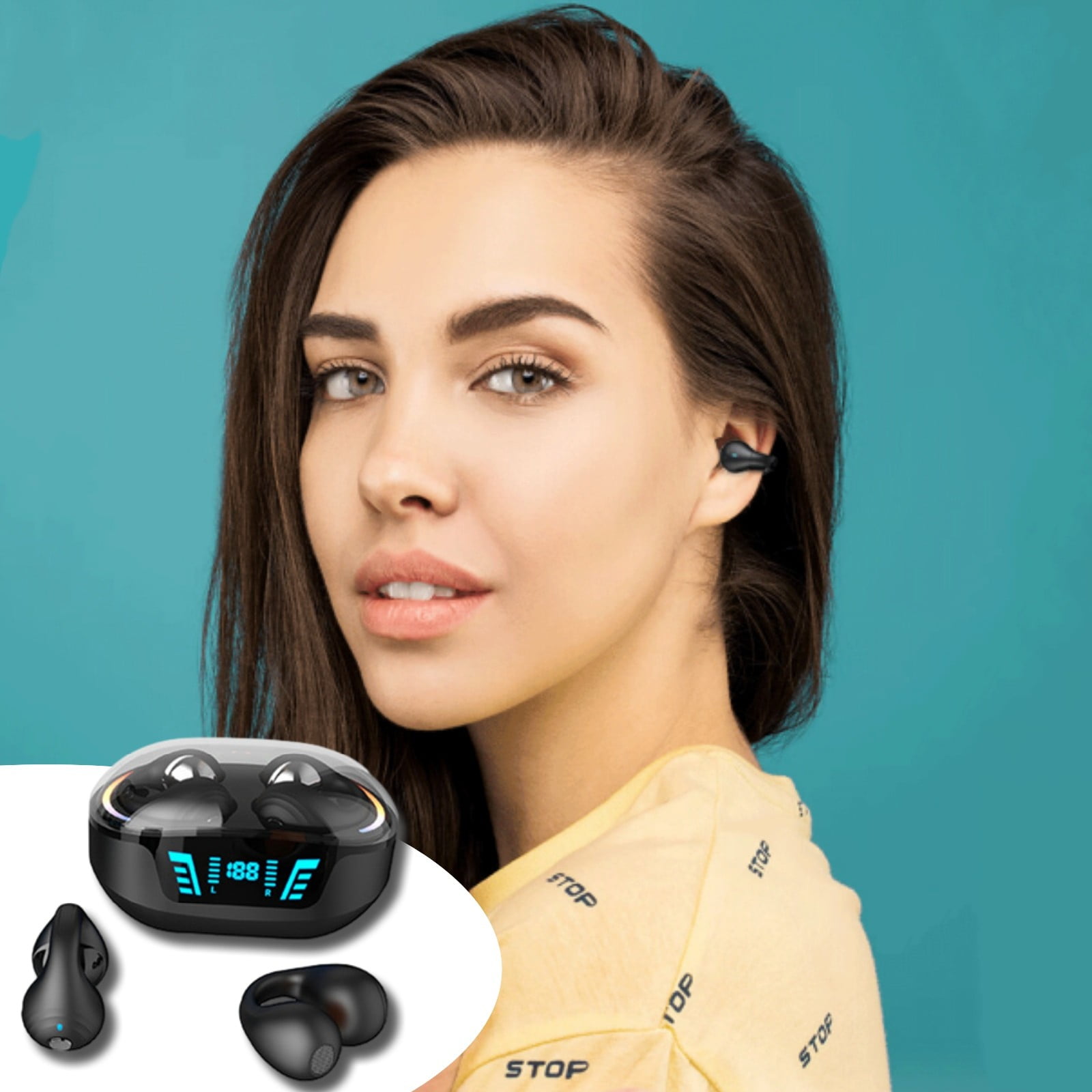 Wireless Ear Clip Skeleton Conduction Headphones,Bluetooth 5.3 ...