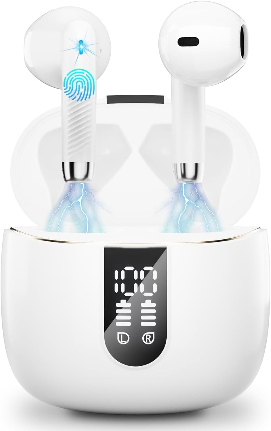 Wireless Earbuds, 2024 Bluetooth Headphones V5.3 Ear Buds Built-in ENC Noise Cancelling Mics ...