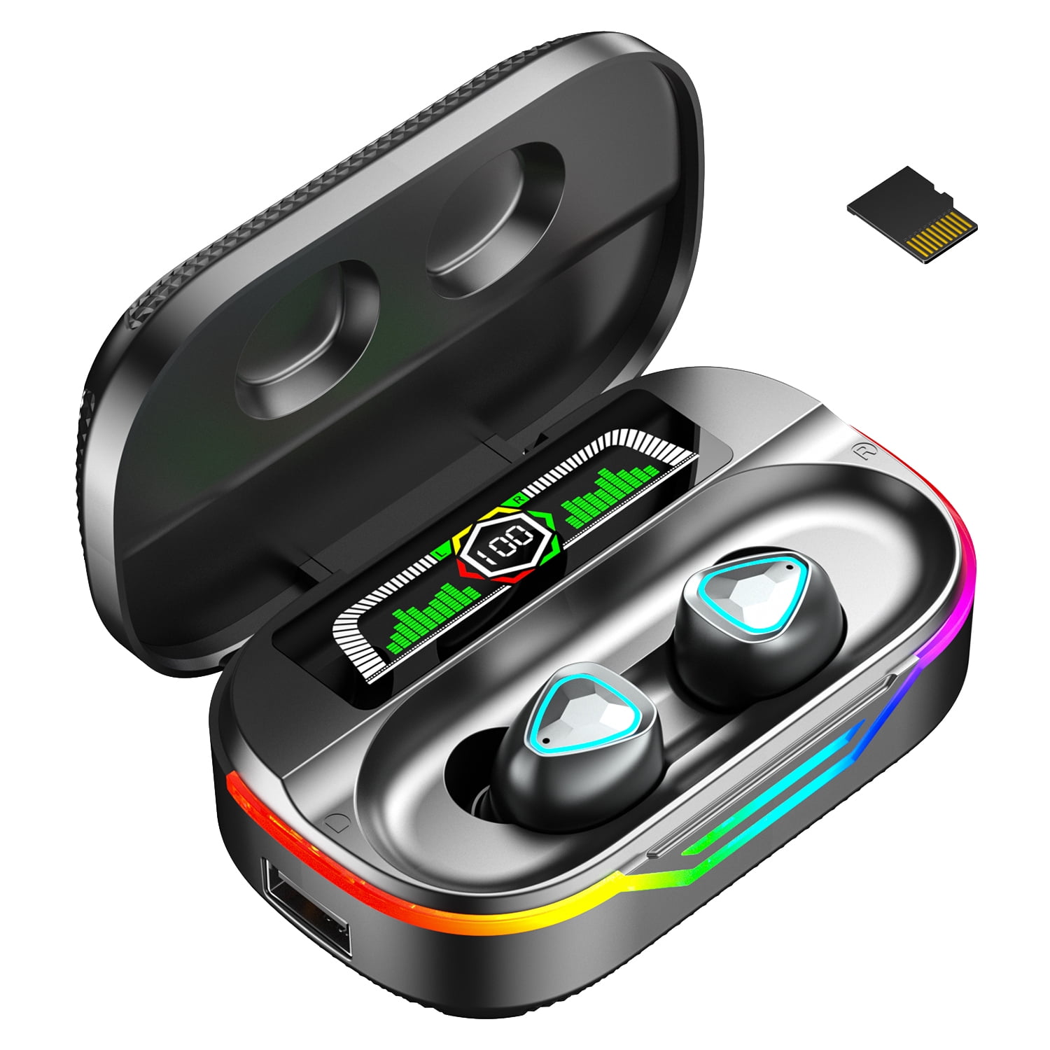 Wireless Earbuds Bluetooth 5.3 Headphones Built-in 1GB TF Card,Mp3 ...