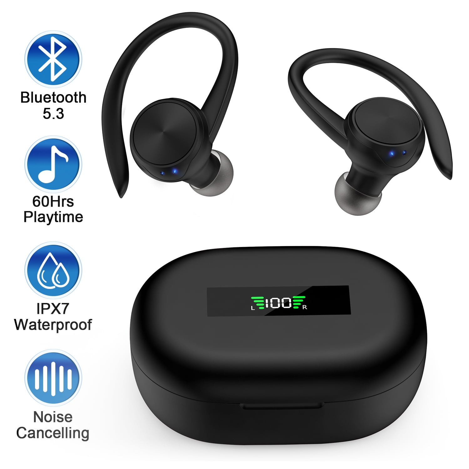 Wireless Earbuds,Bluetooth 5.3 Headphones for iPhone Android 60Hrs ...