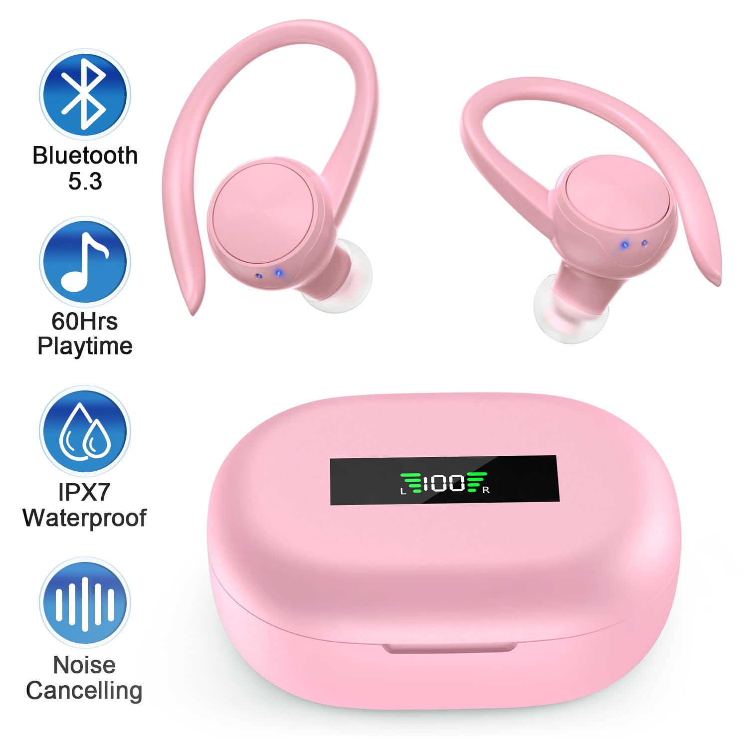 Wireless Earbuds,Bluetooth 5.3 Headphones for iPhone Android 60Hrs ...