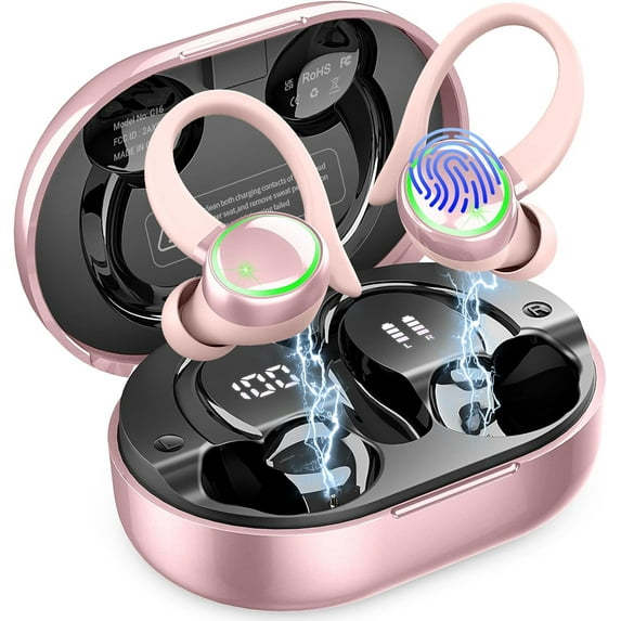 Wireless Earbuds, Bluetooth 5.4 Headphones Sports, 50H Playback Over ...