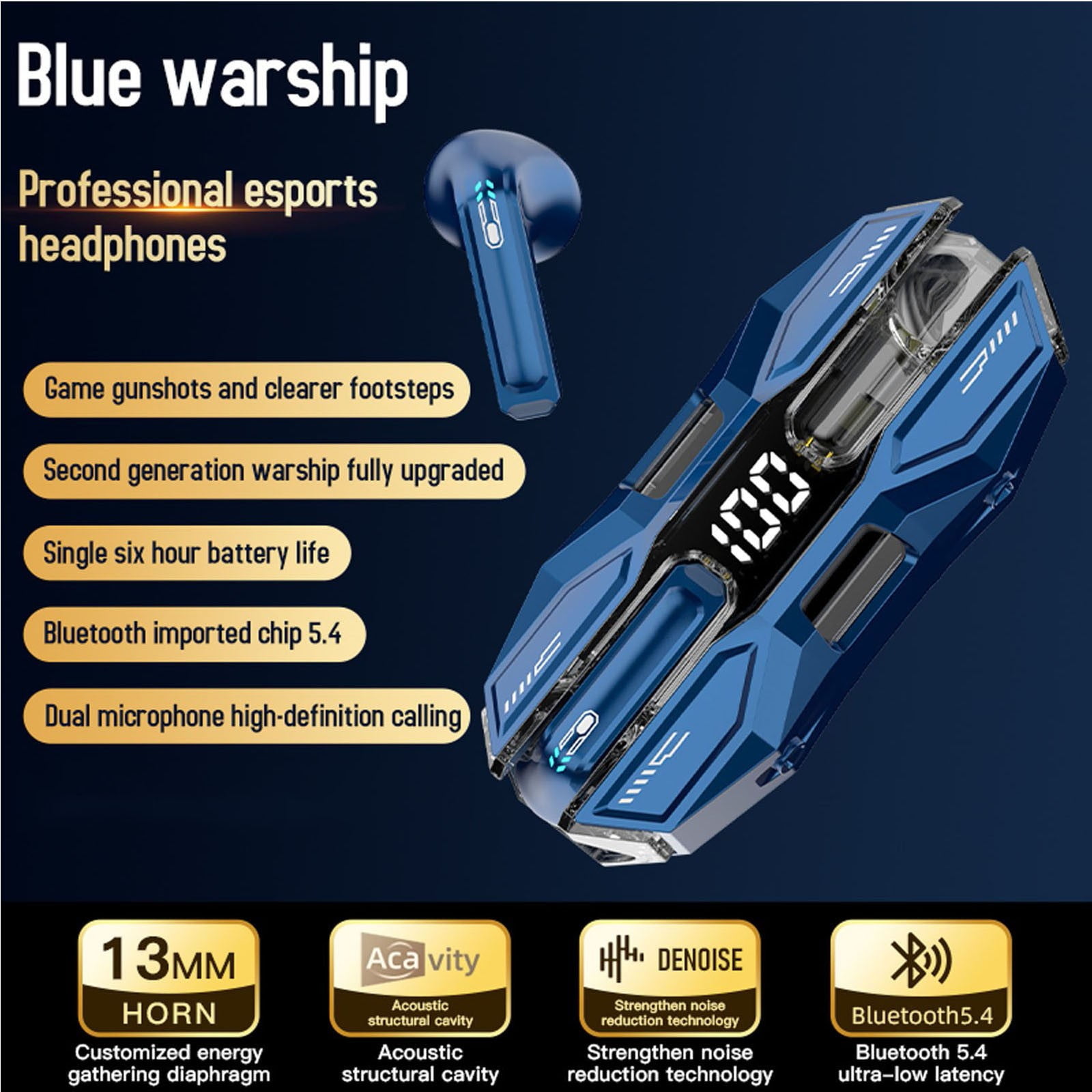 Wireless Earbuds Bluetooth 5.4 Metal In-Ear Headphones Wireless Gaming ...