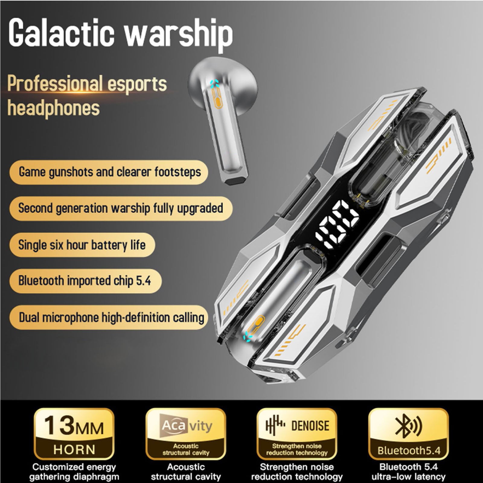 Wireless Earbuds Bluetooth 5.4 Metal In-Ear Headphones Wireless Gaming ...