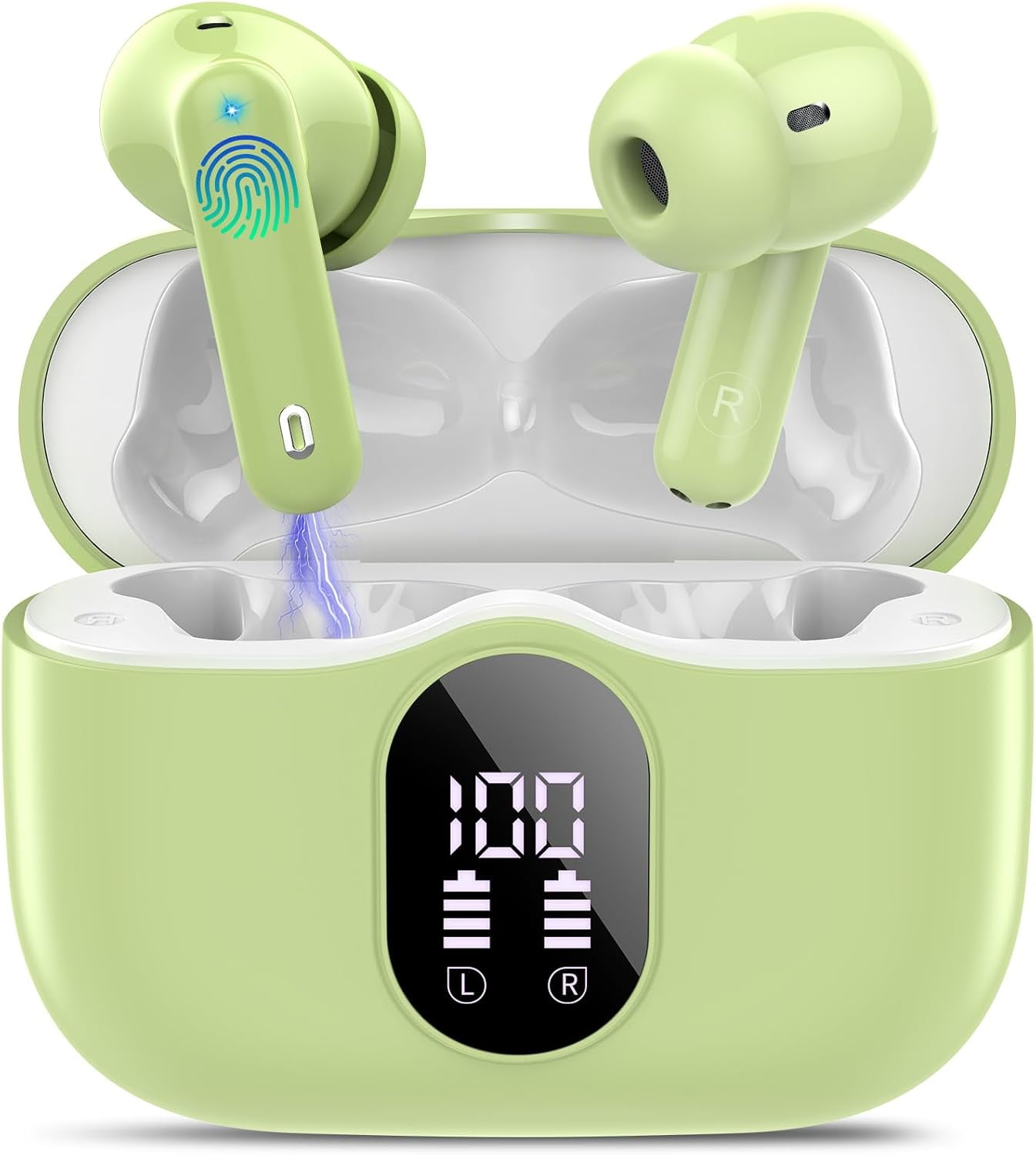 Wireless Earbuds, Bluetooth 5.4, Stereo Bass, Noise Cancelling Mic, IP7 ...
