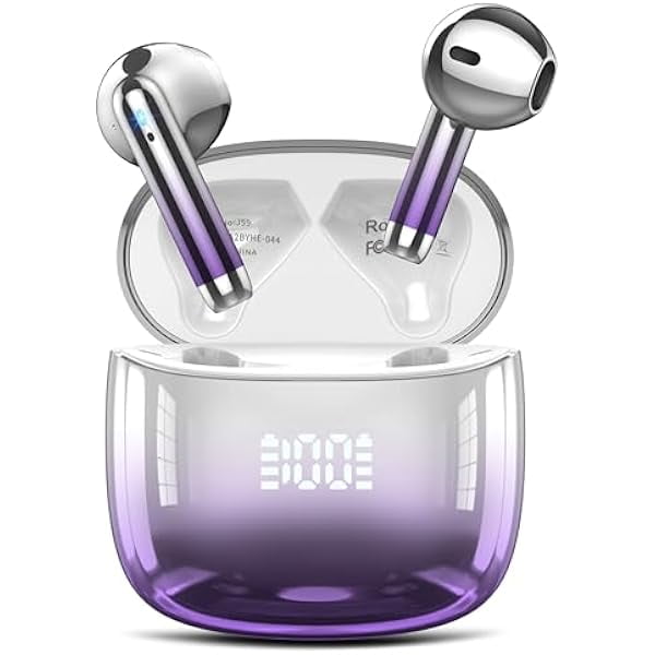 Wireless Earbuds, Bluetooth Headphones 48H Playtime Ear Buds with LED ...