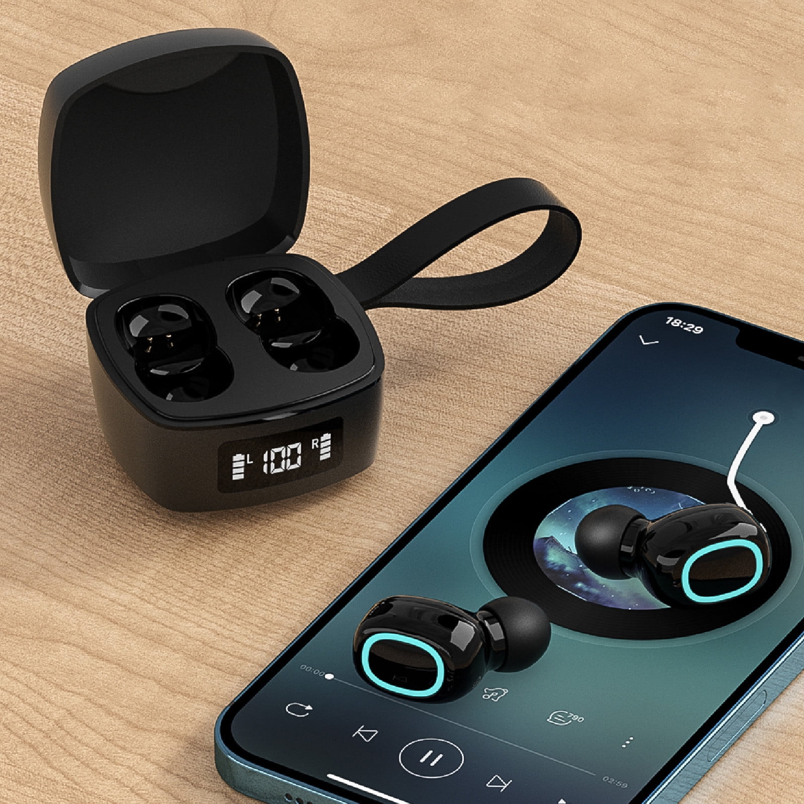 Wireless Earbuds,Bluetooth Headset Digital Display Large Power In-Ear ...