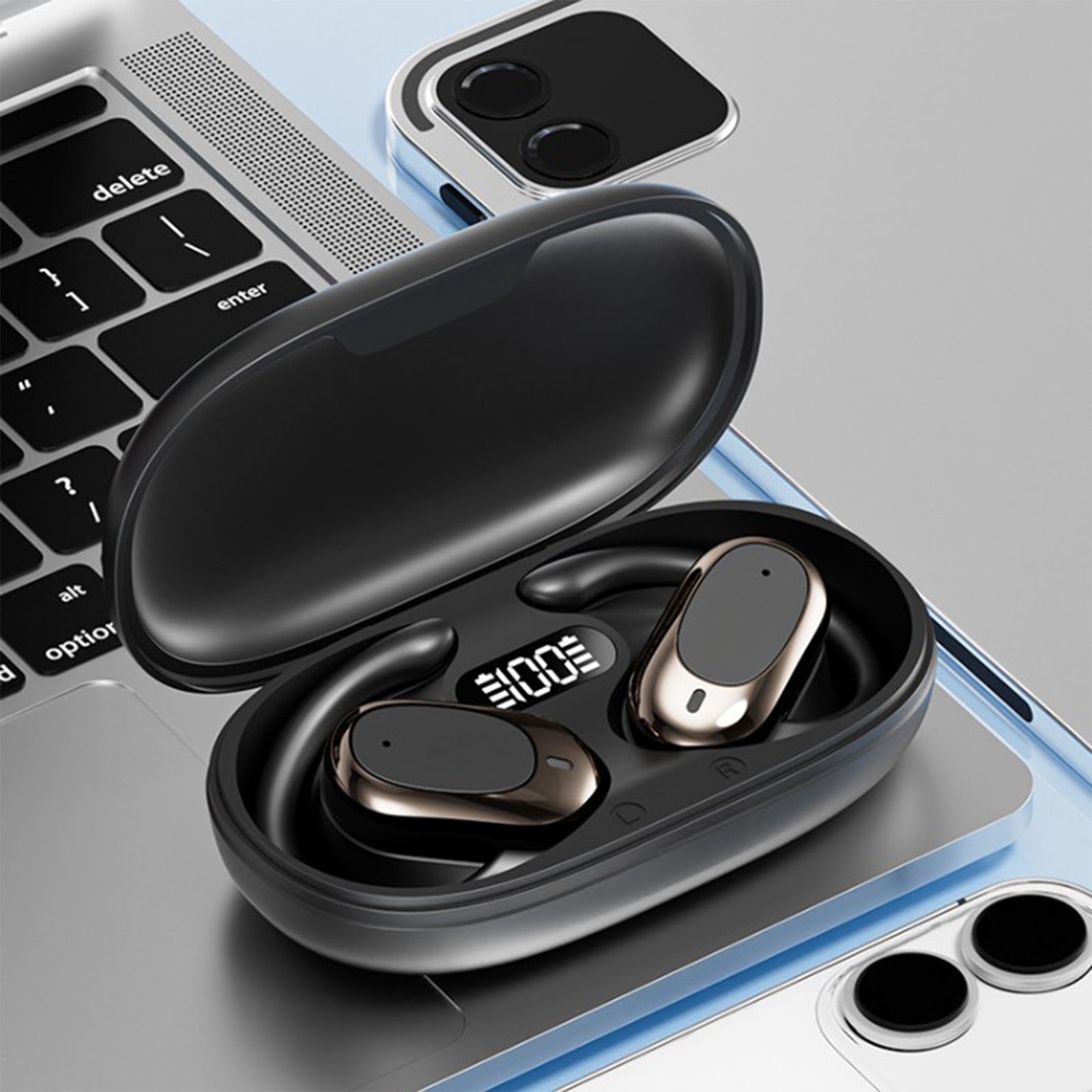 Wireless Earbuds, Hanging Ear True Wireless Double Microphone Noise ...