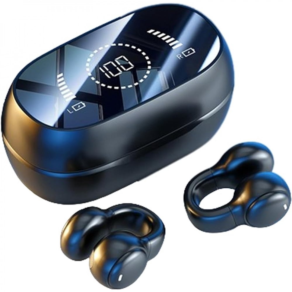 Wireless Earbuds Open Ear Clip Headphones Air Conduction Headphones LED ...