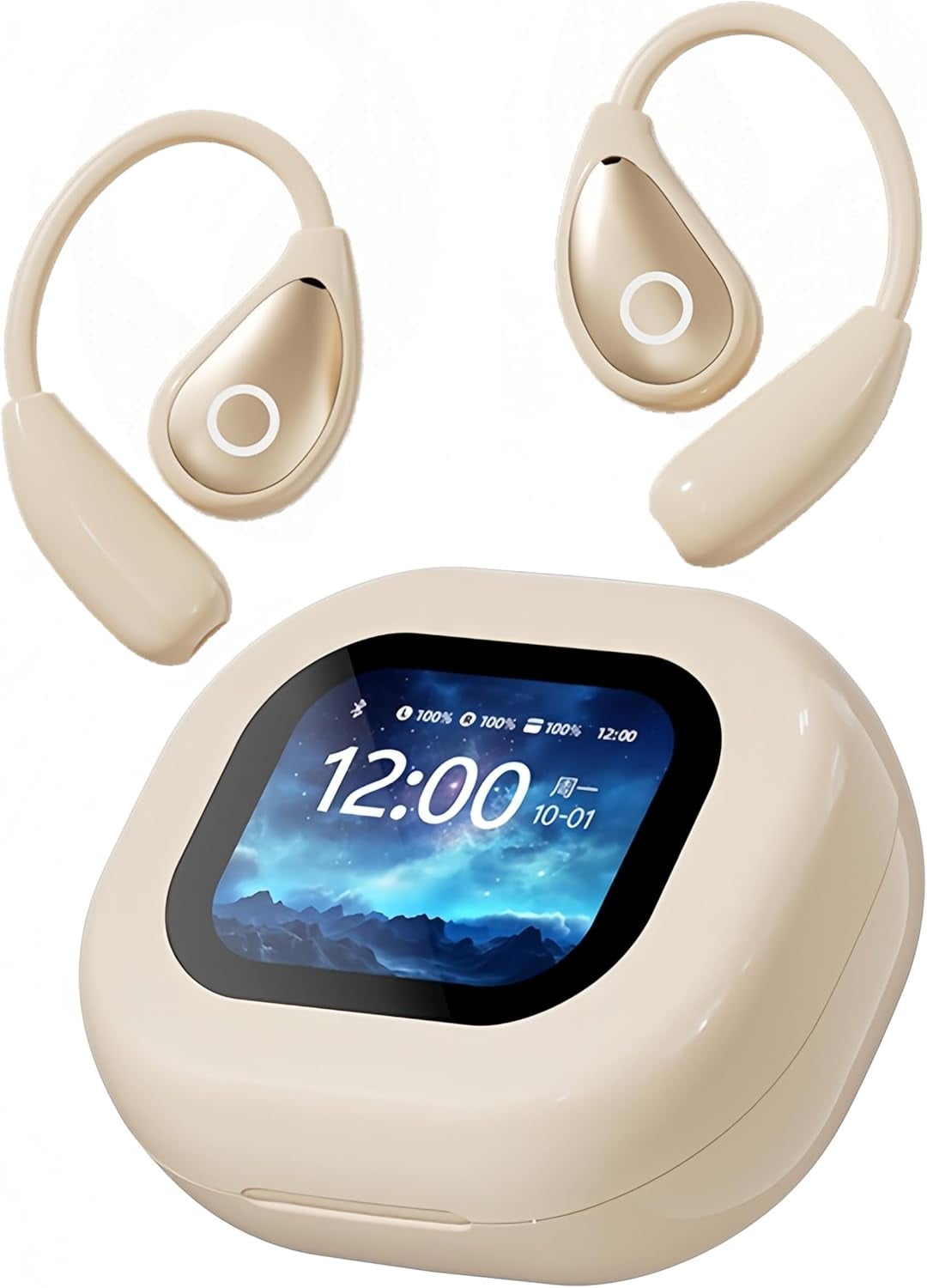 Wireless Earbuds with Touch Screen Charging Case, Open Ear Headphones ...