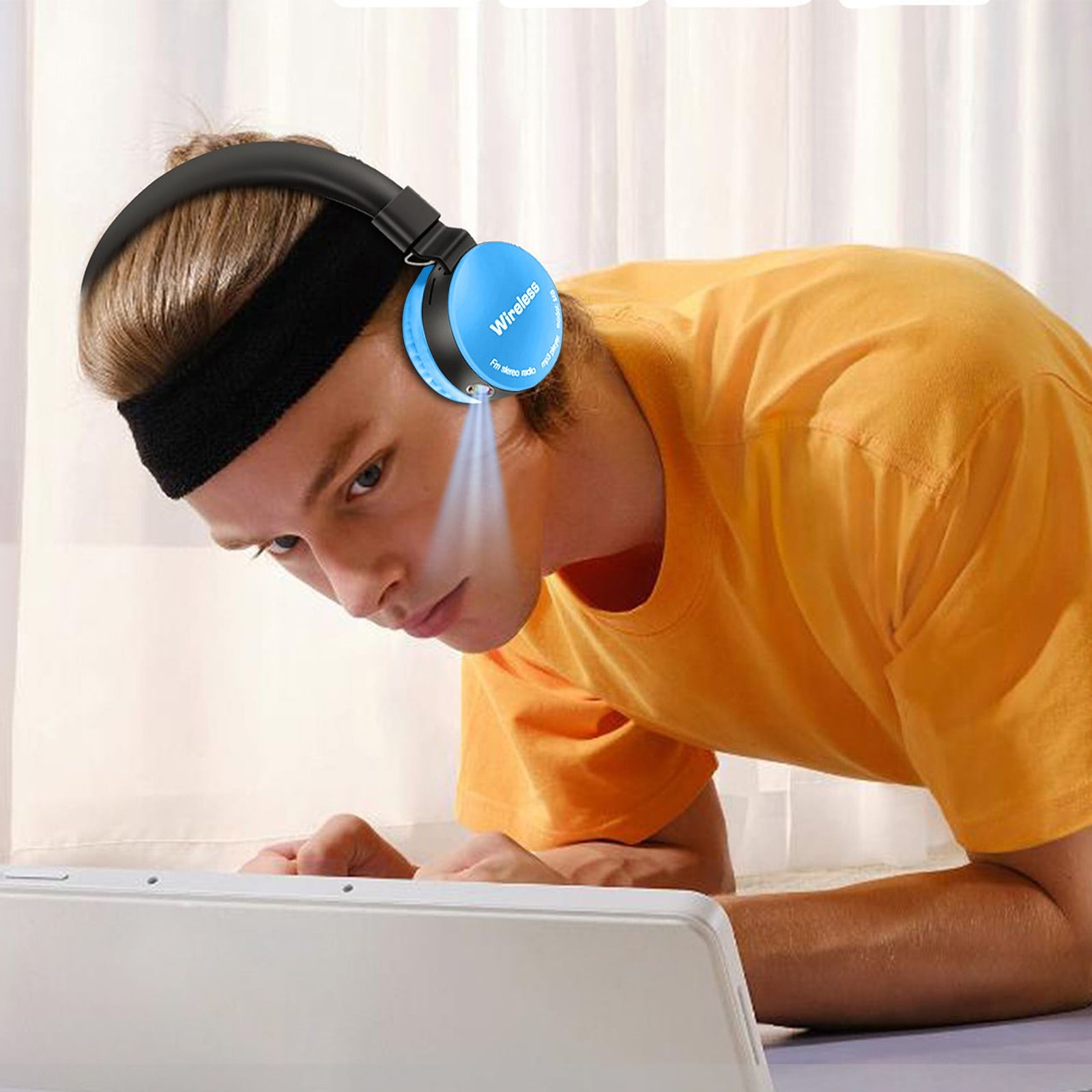 Wireless Earbuds,Wireless Bluetooth Headphones Over Ear with Light and ...