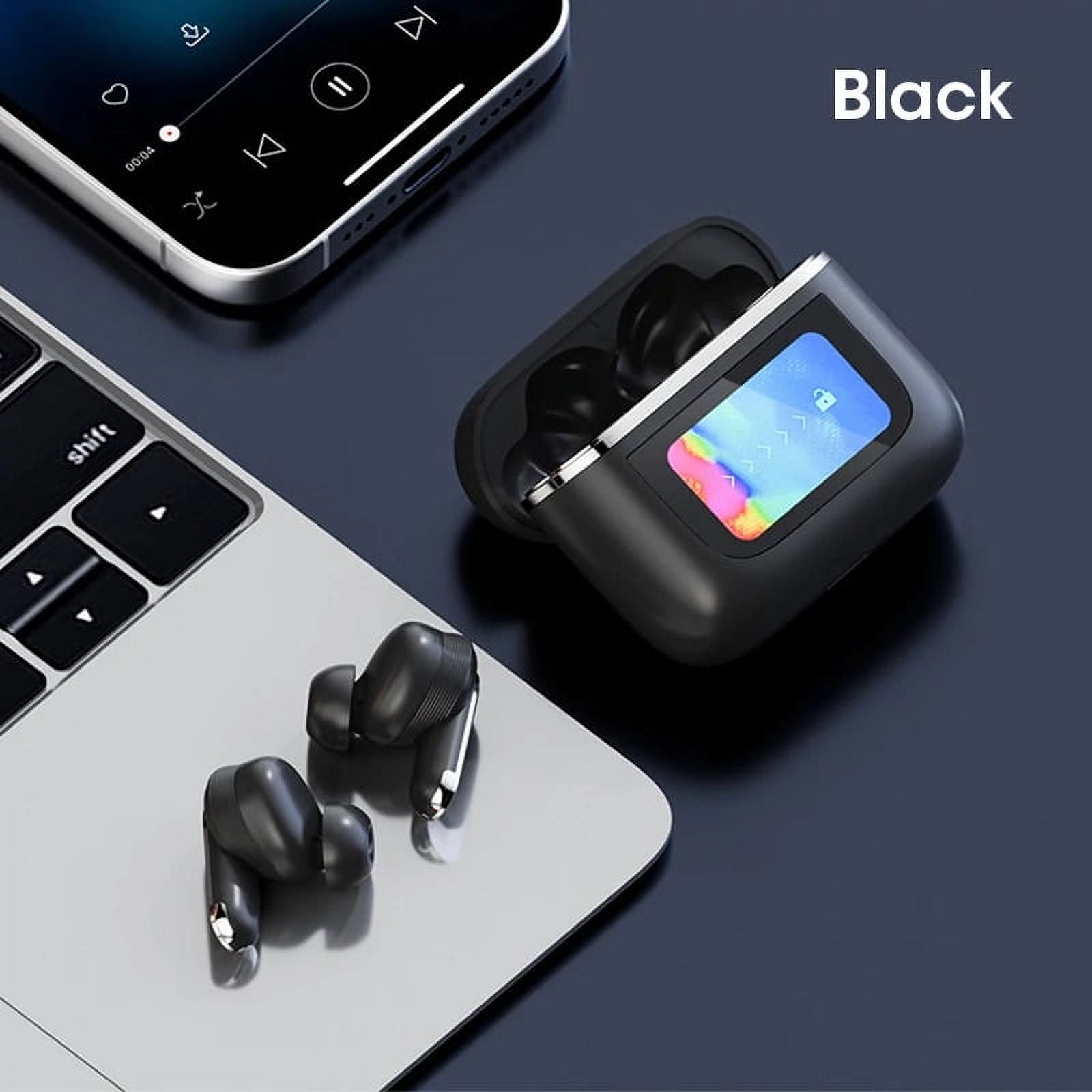 Wireless Earphones Color LED Screen Touch Noise Cancelling Bluetooth ...