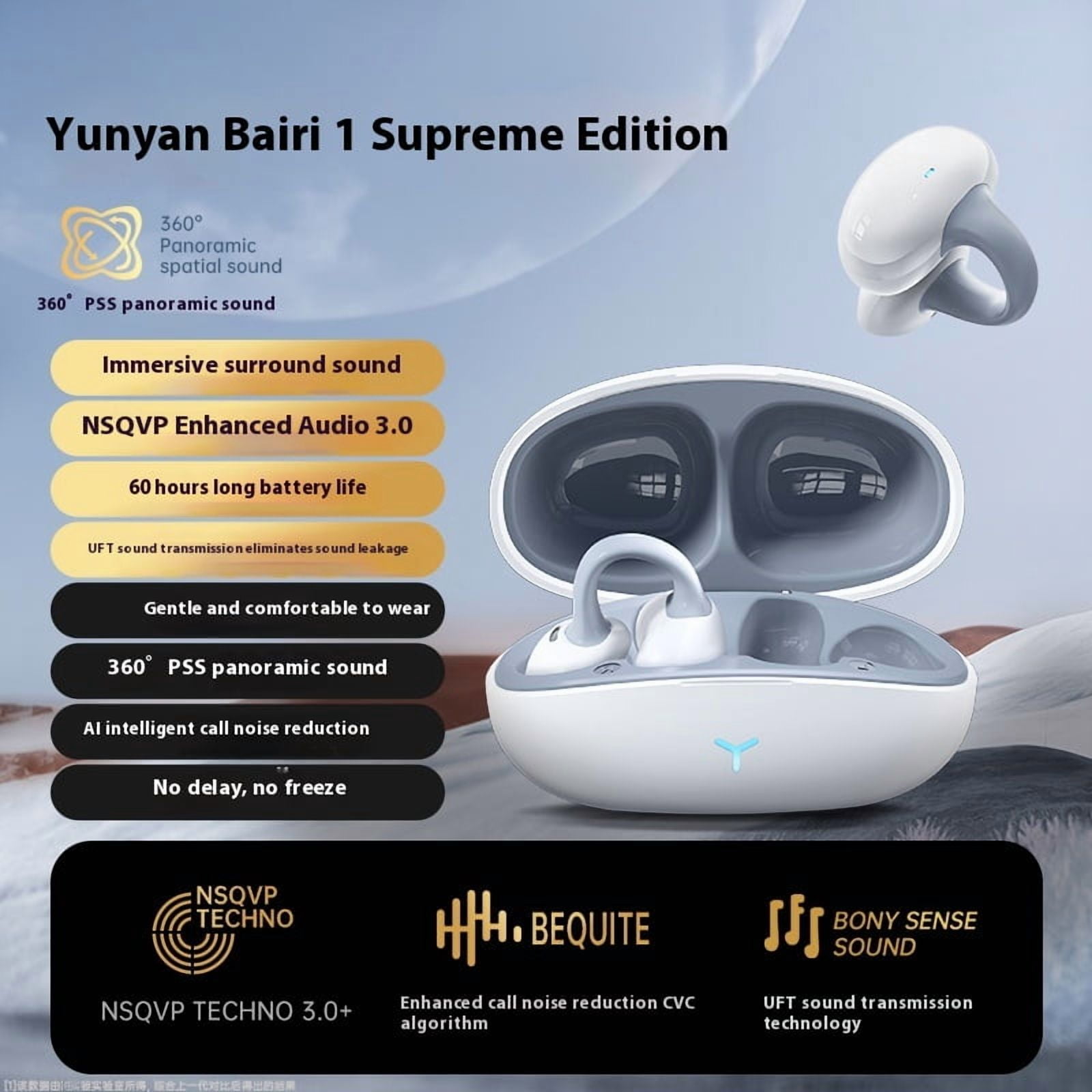 Wireless Earphones With Bone Conduction Ear Clip Design - Walmart.com