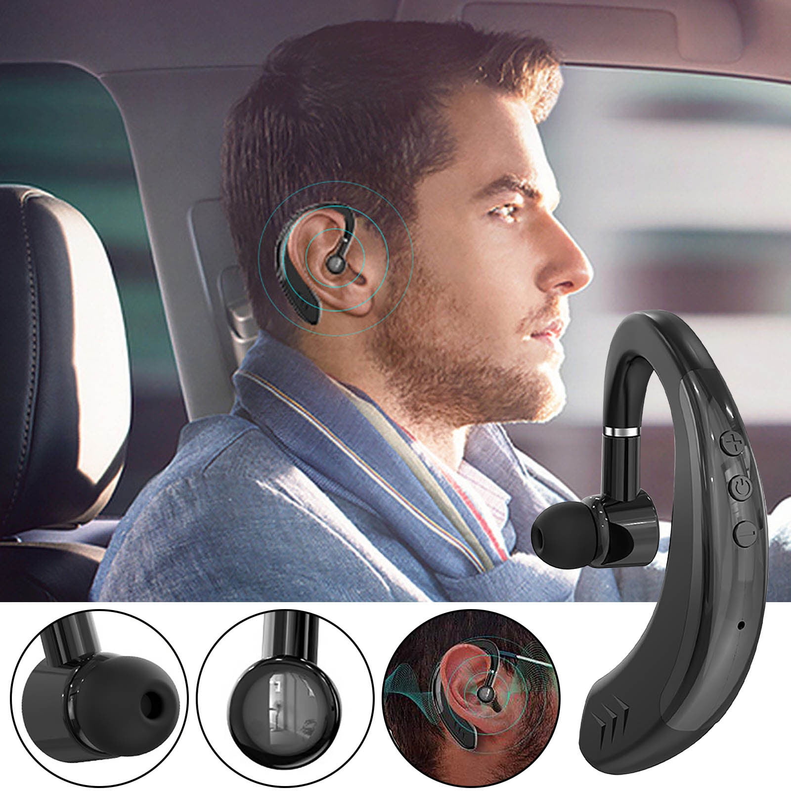 Wireless Earpiece Voice Command Wireless Headset Noise Cancelling ...