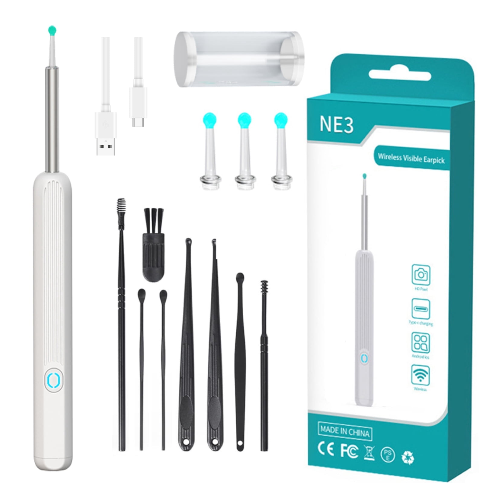 Wireless Earwax Removal Tool Set with Camera, 1296P HD Wireless ...