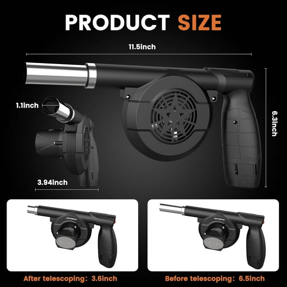 Wireless Electric Bellows Portable Fireplace Tools Air Blower 12V Fan ...