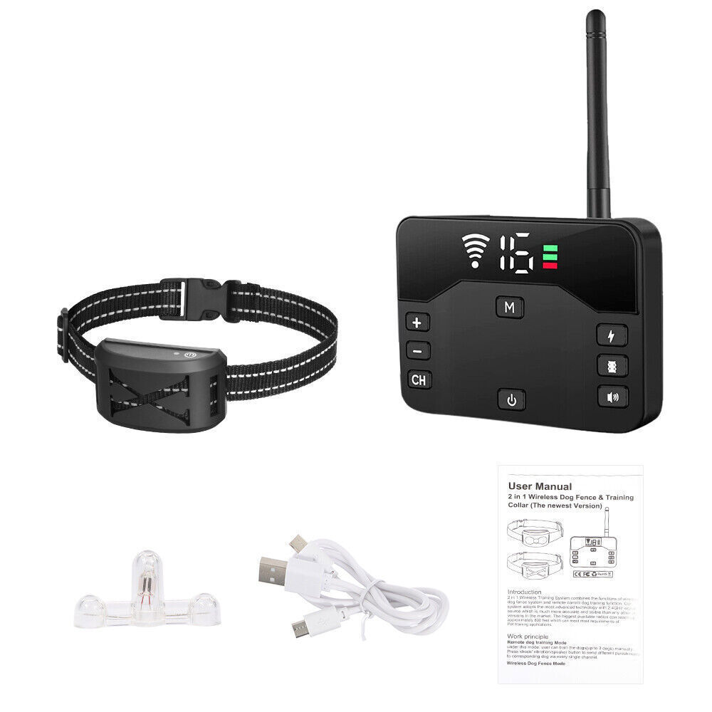 Wireless Electric Dog Fence Pet Containment System Shock Collars For 1 ...
