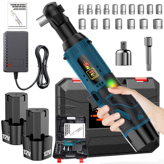 Wireless Electric Ratchet Wrench Set - Right-Angle Power Tool ...