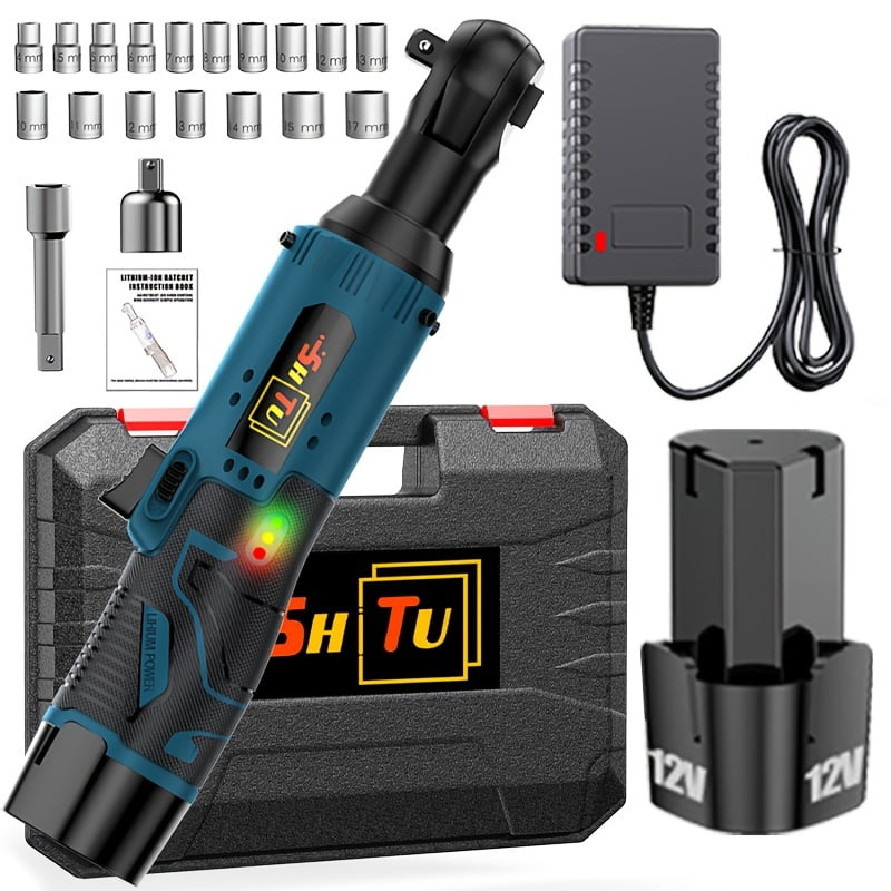 Wireless Electric Ratchet Wrench Set - Right-Angle Power Tool ...