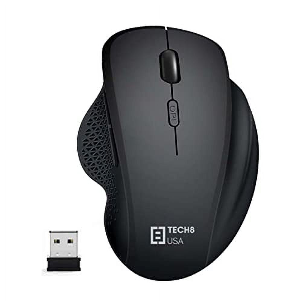 Tech8 USA Wireless Ergonomic Mouse, Comfort Grip, Quiet Cursor, 3-Level ...