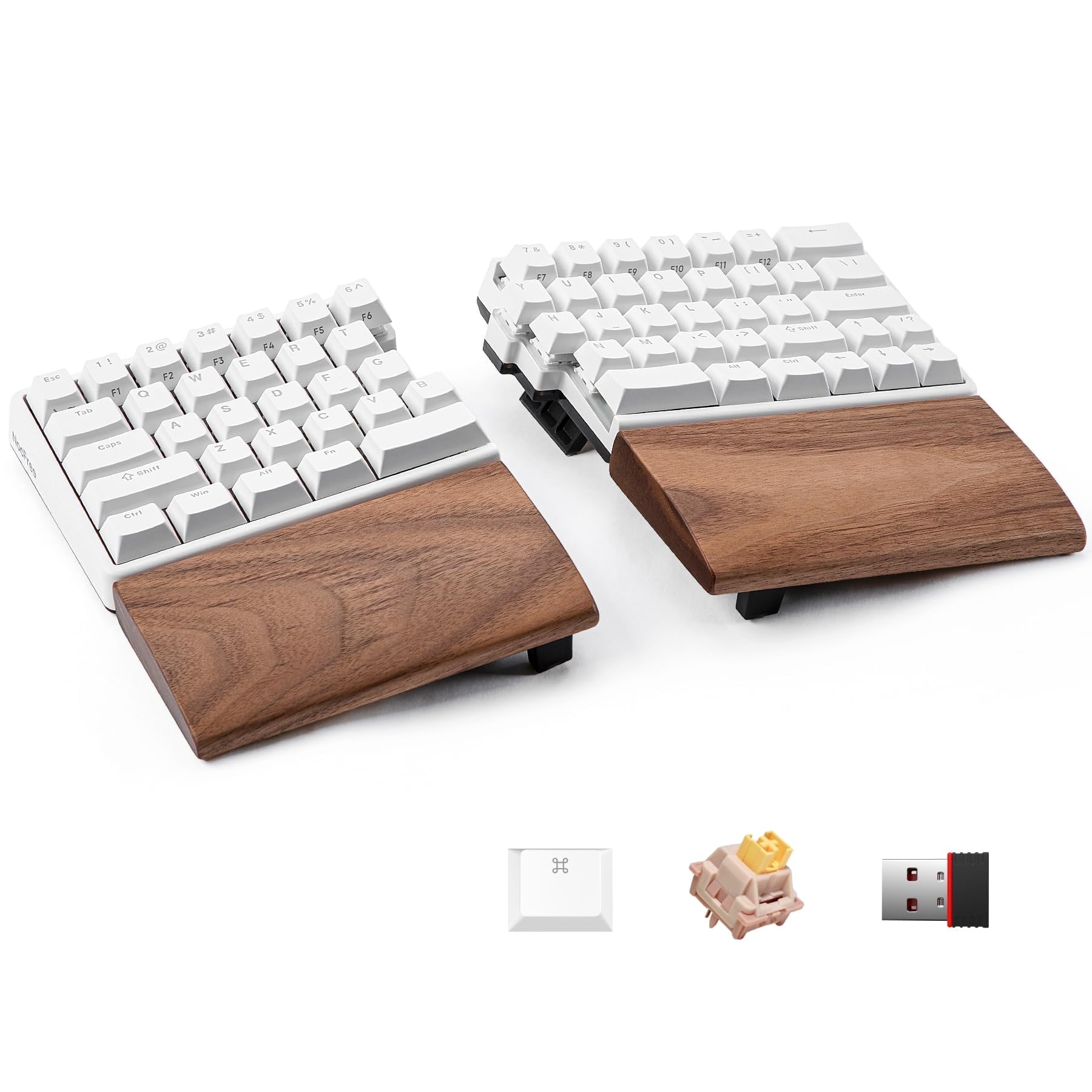 Wireless Ergonomic Split Mechanical Keyboard with Wrist Rest- Silent ...