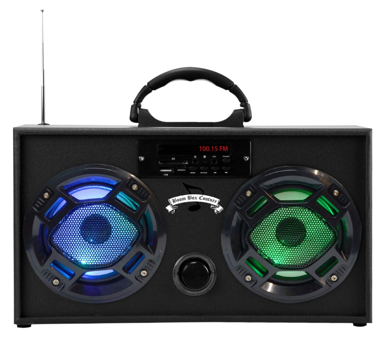 Wireless Express Black Mini Boombox with LED Speakers Bluetooth Speaker ...
