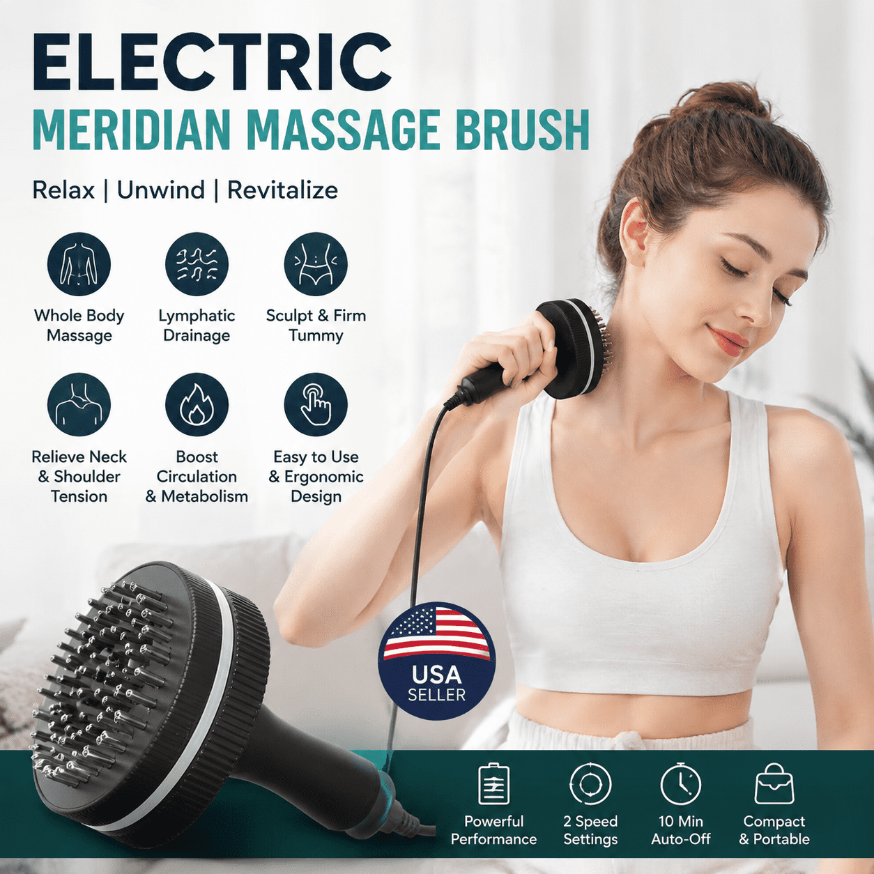Wireless Far Infrared Meridian Massage Brush Vibration Heating Gua Sha ...