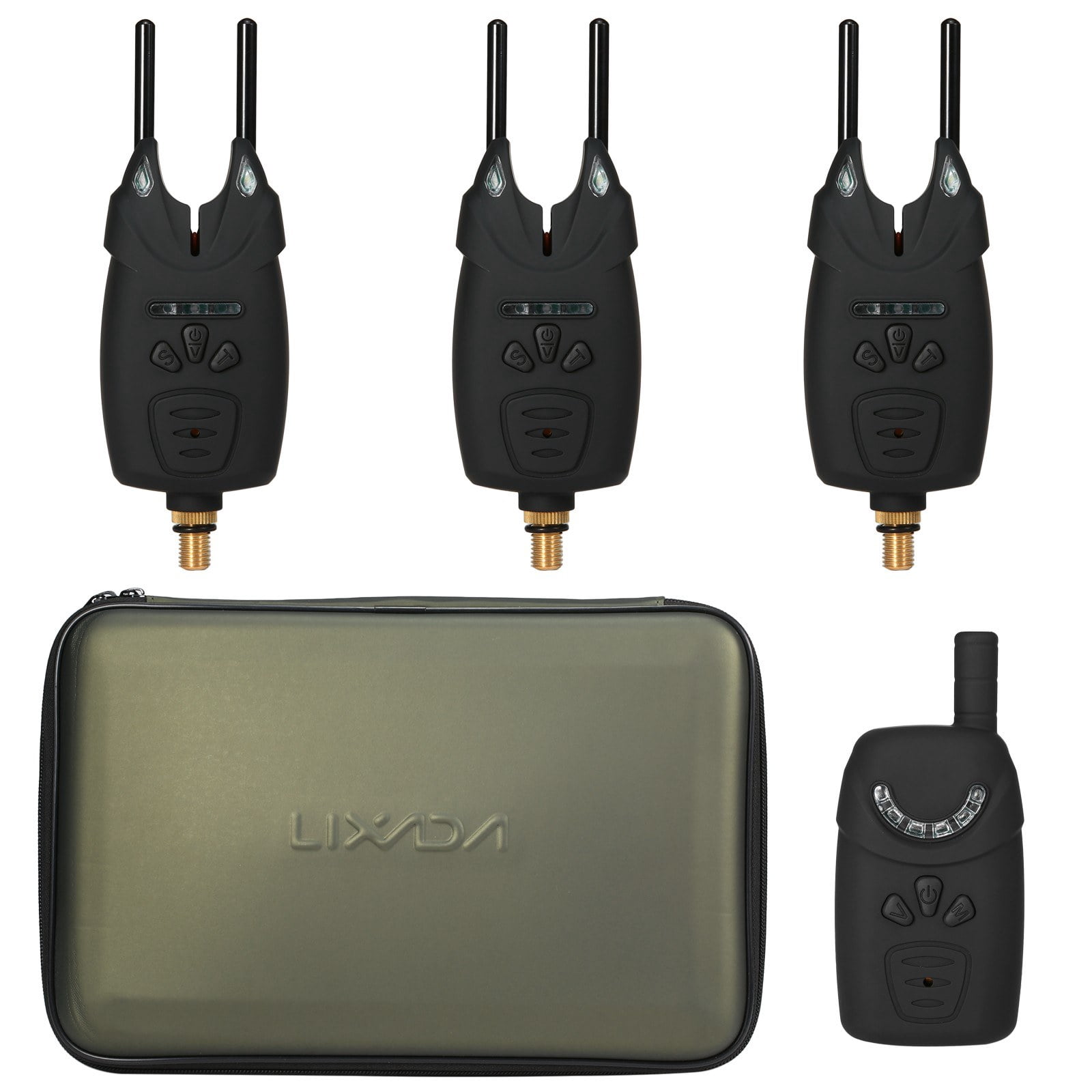 Wireless Fishing Bite Alarm LED Sound Alert Kit with Carry Case ...