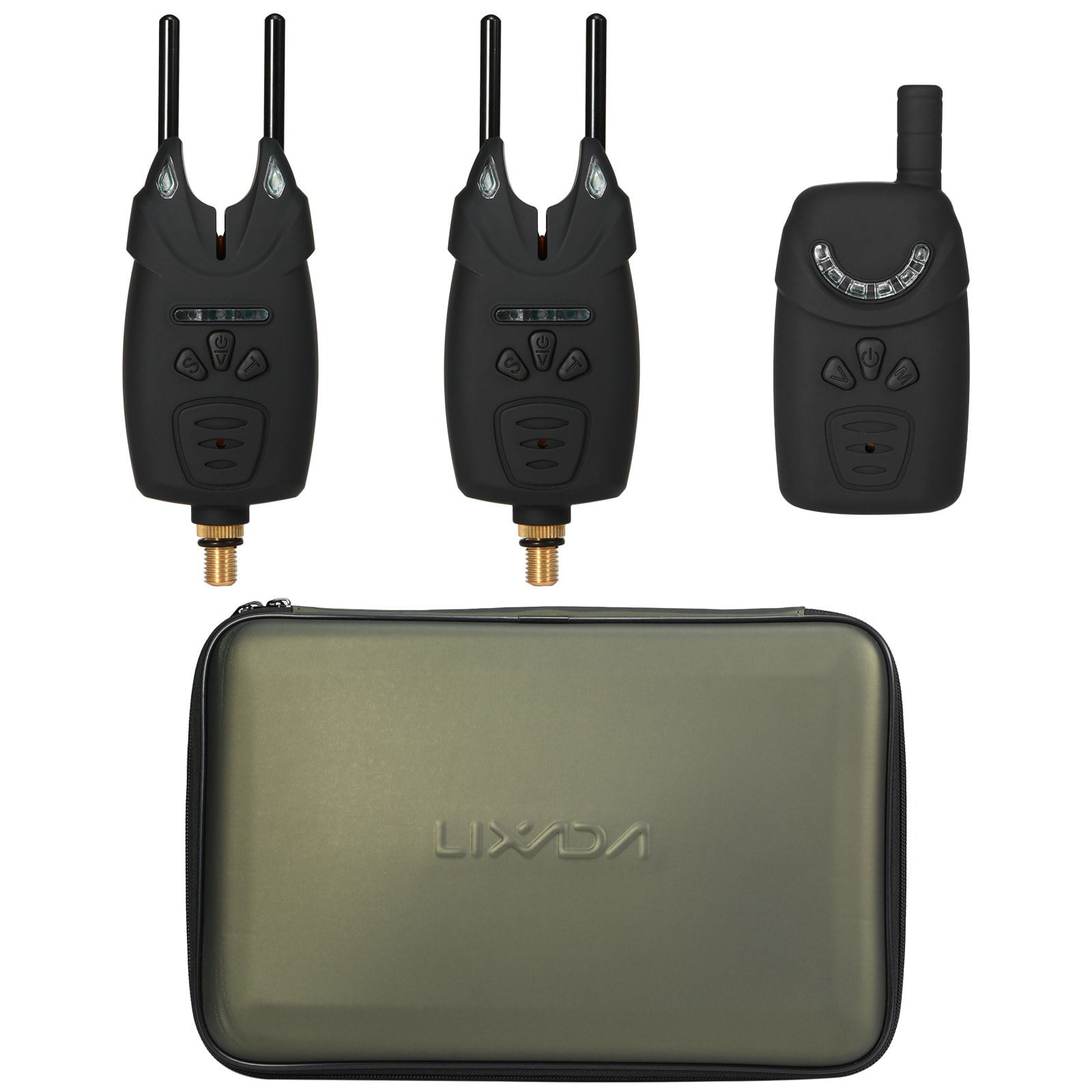 Wireless Fishing Bite Alarm LED Sound Alert Kit with Carry Case ...