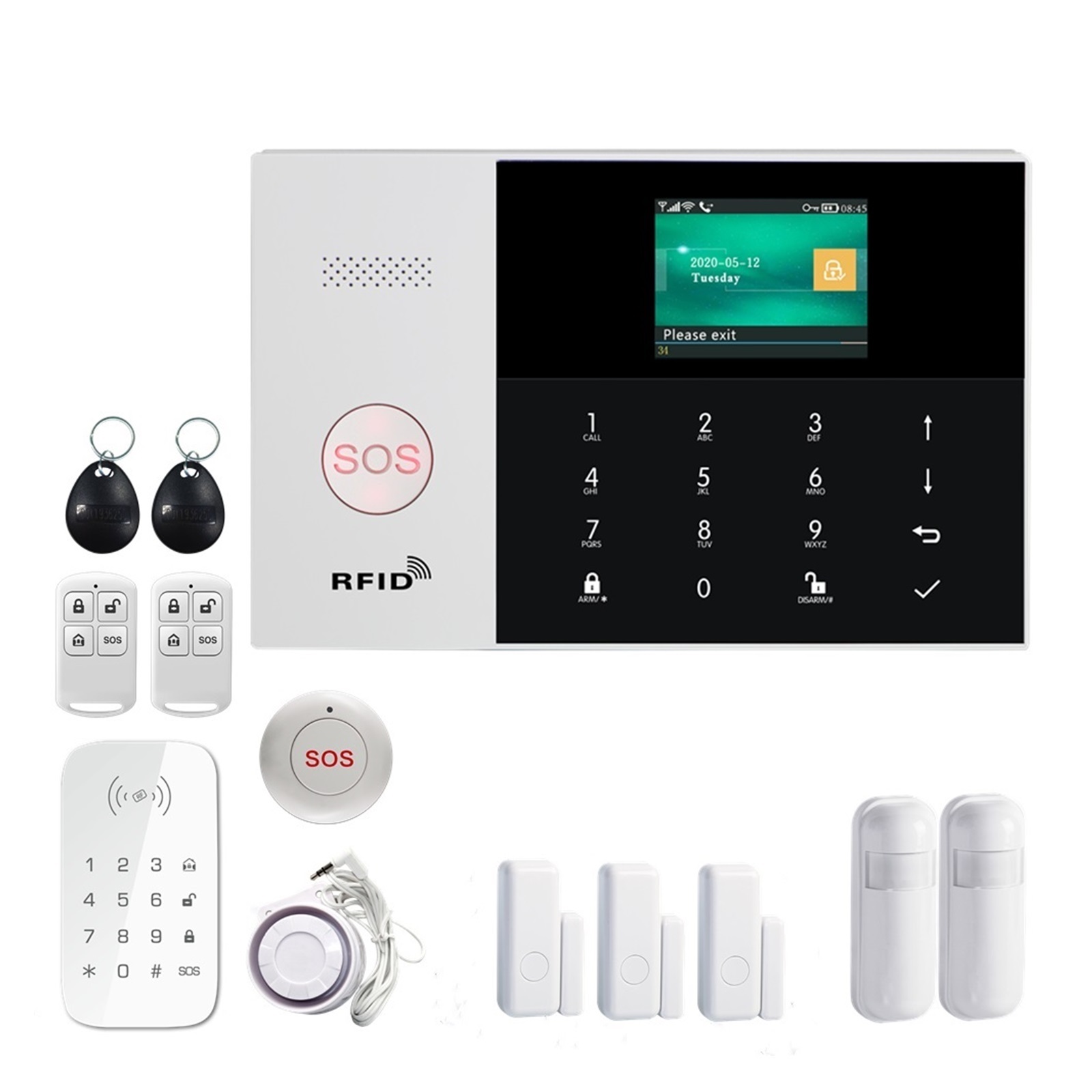 Wireless GSM Home Security Alarm System APP With Motion Sensor Keypad ...