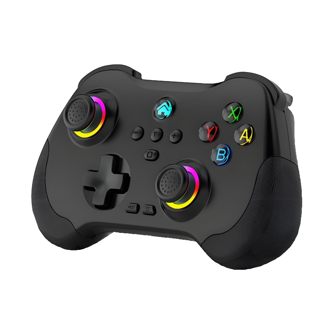 Wireless Game Controller with Hall Joysticks, LED Lights, Programmable Macro Buttons, Dual ...