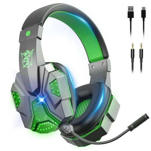 Wireless Gaming Headset Dual Gaming Headset with LED Light for PS4 PS5 ...