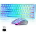 Wireless Gaming Keyboard and Mouse Combo with 61 Key TKL Rainbow LED ...