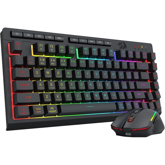 Wireless Gaming Keyboard and Mouse Combo, Bluetooth/2.4G/USB-C Wired ...