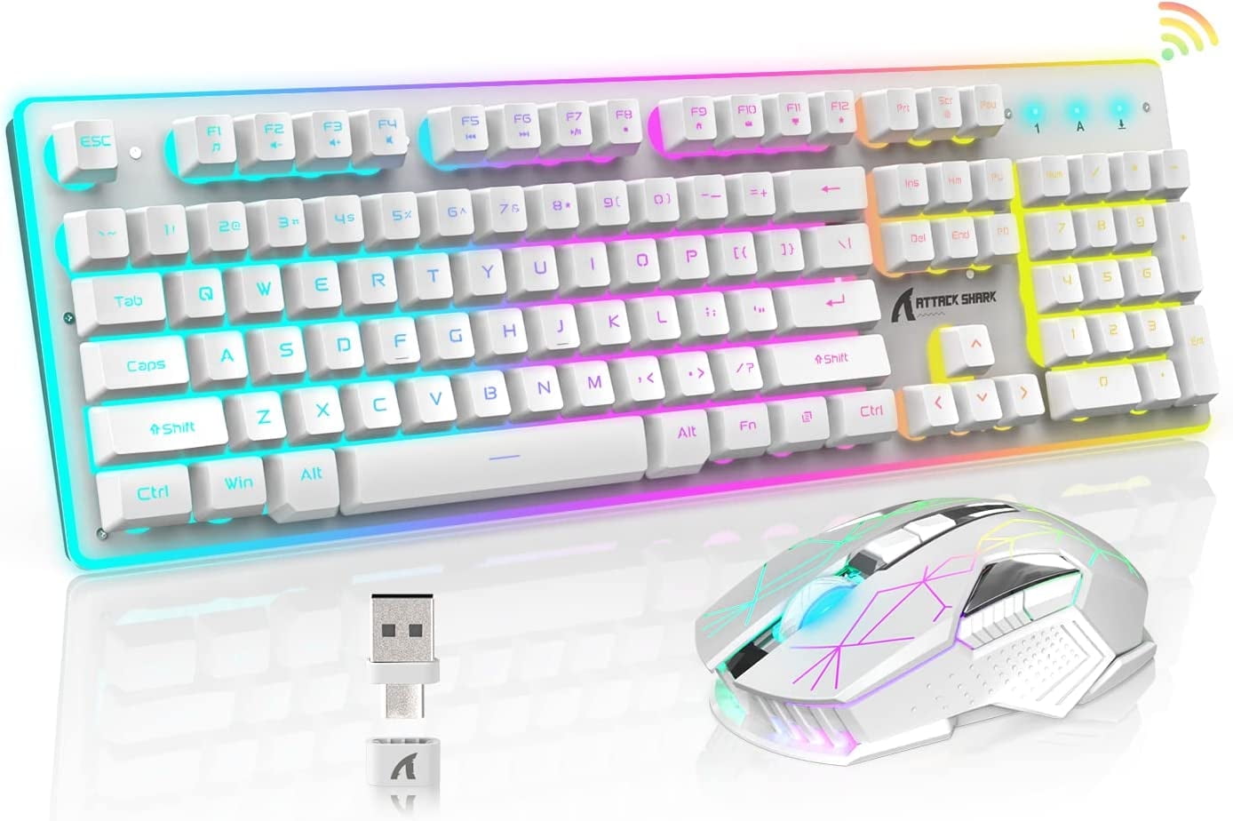 Wireless Gaming Keyboard and Mouse Combo, RGB Backlit, USB/Type C ...