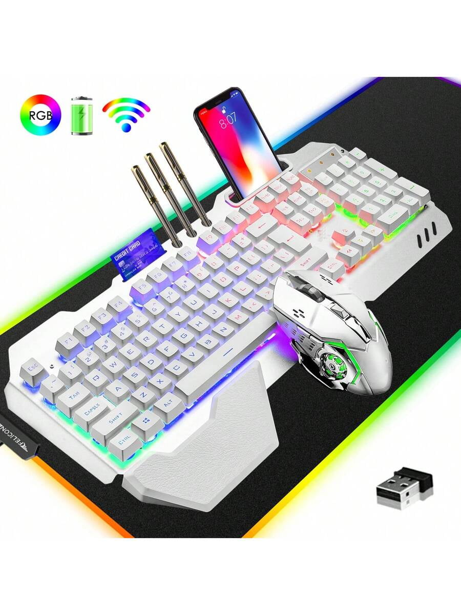 Wireless Gaming Keyboard And Mouse Combo With Rainbow Backlit ...
