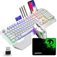Wireless Gaming Keyboard and Mouse,RGB Backlit Rechargeable Keyboard ...