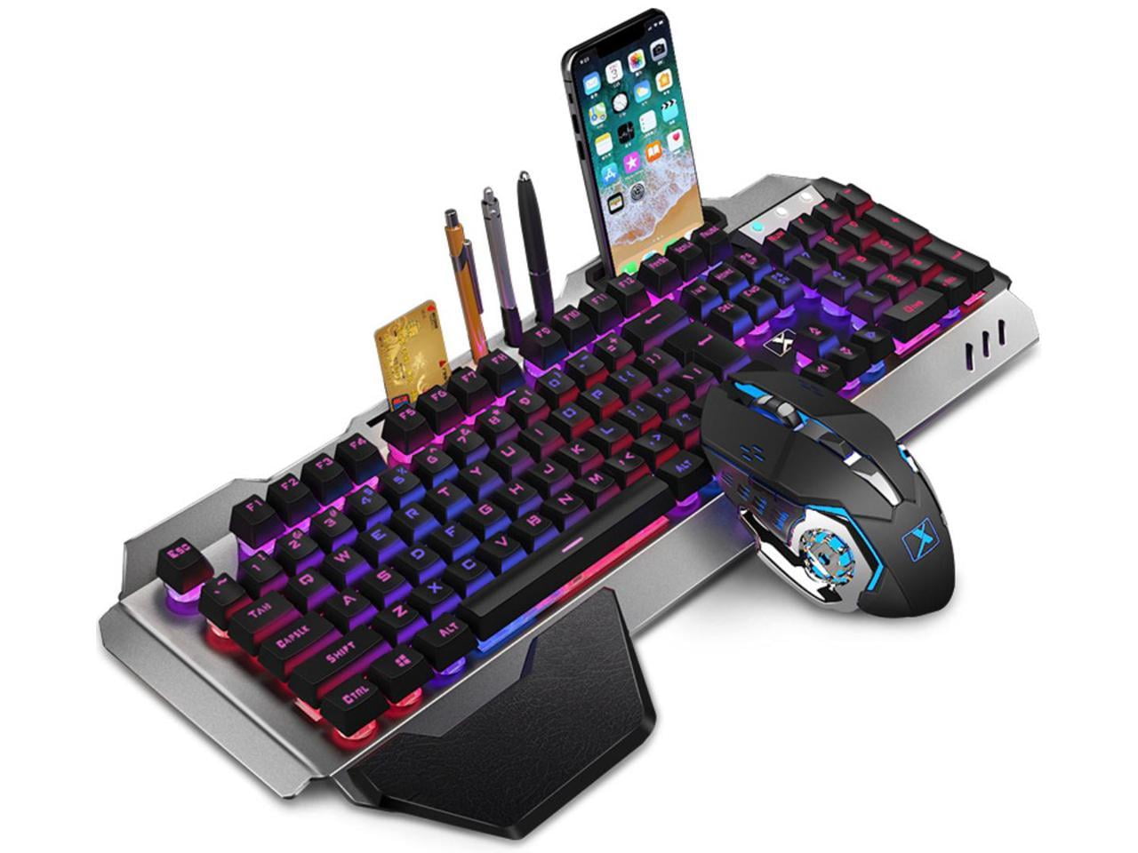Wireless Gaming Keyboard and Mouse,Rainbow Backlit Rechargeable ...