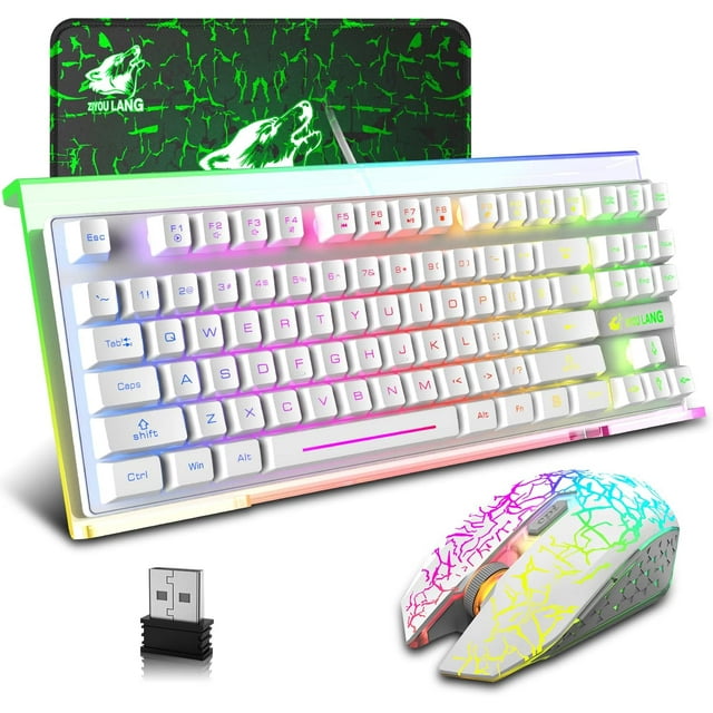 ZIYOU LANG Wireless Gaming Keyboard USB with Mouse & RGB Backlit, White ... ZIYOU LANG Wireless Gaming Keyboard USB with Mouse & RGB Backlit, White ...
