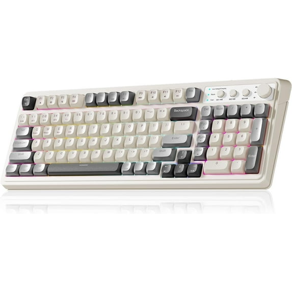 Wireless Gaming Keyboard with Number Pad, RGB Backlit, Tri-Mode ...