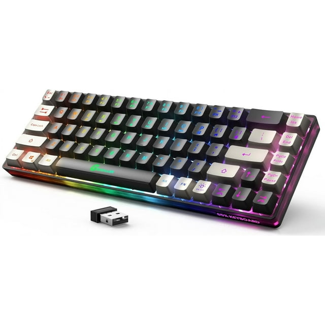 Wireless Gaming Keyboard, Rechargeable Backlit Gaming Keyboard, 68 Keys ...